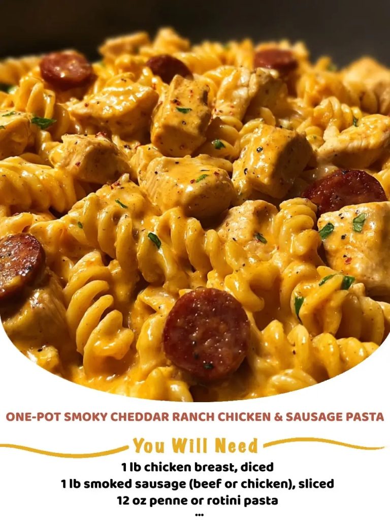 One-Pot Smoky Cheddar Ranch Chicken & Sausage Pasta – Cook Kitchen