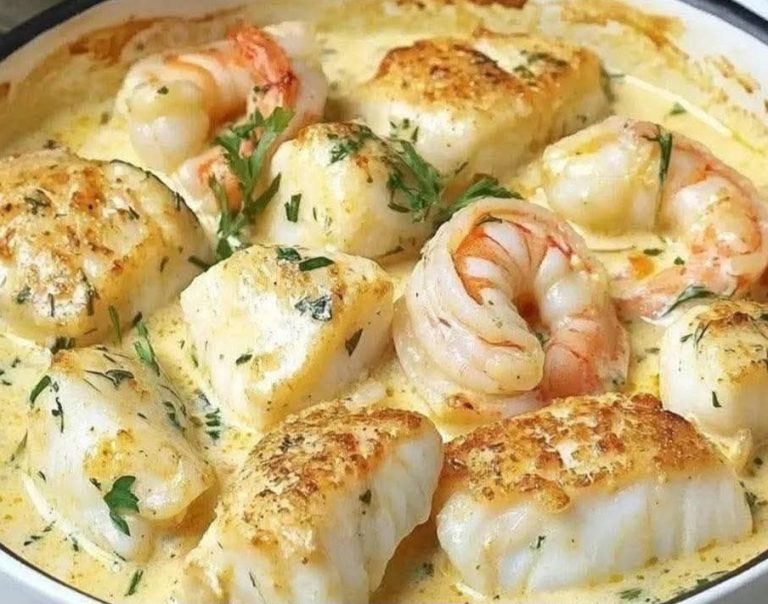 Shrimp and Cod in Creamy Garlic Sauce – Cook Kitchen
